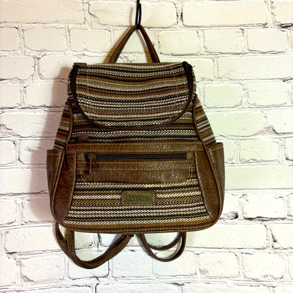 Multisac | Bags | Multisac Brown Striped Woven Backpack | Poshmark